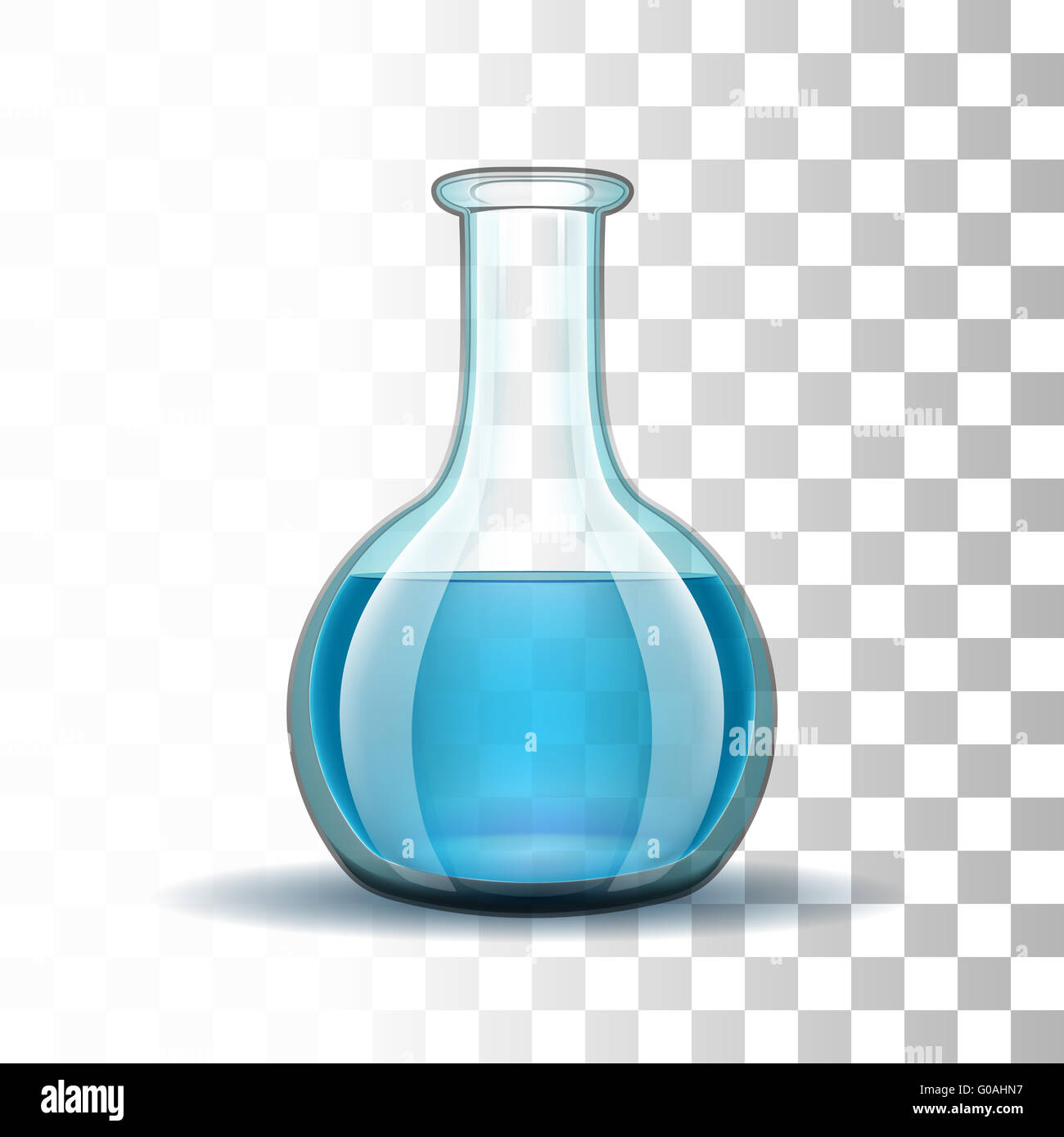 Chemical laboratory transparent flask with blue liquid Stock Photo - Alamy