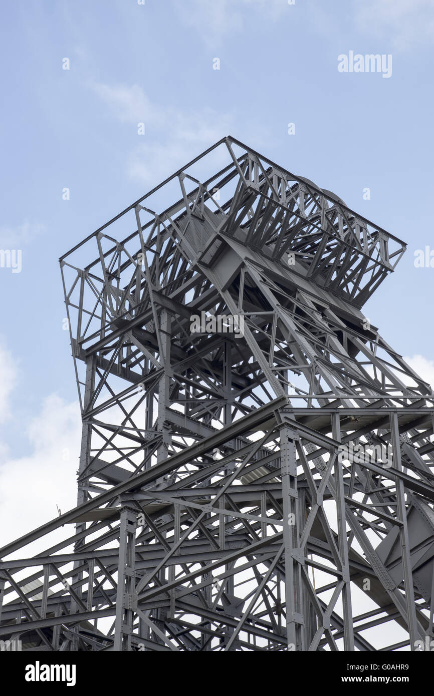 Steelconstruction of the headgear coal mine Radpod Stock Photo - Alamy