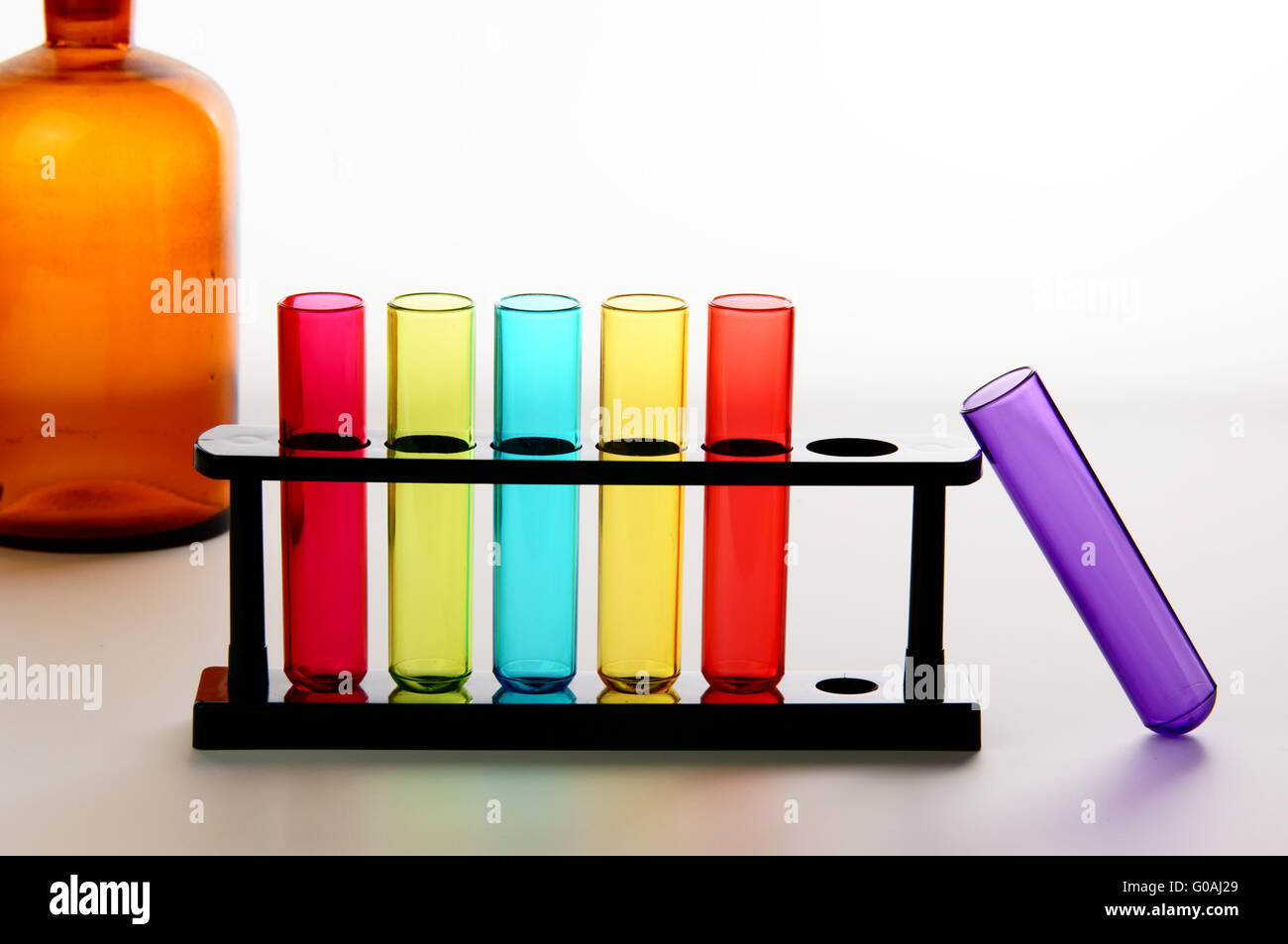 Test tubes with colored old chemistry glass bottle Stock Photo - Alamy