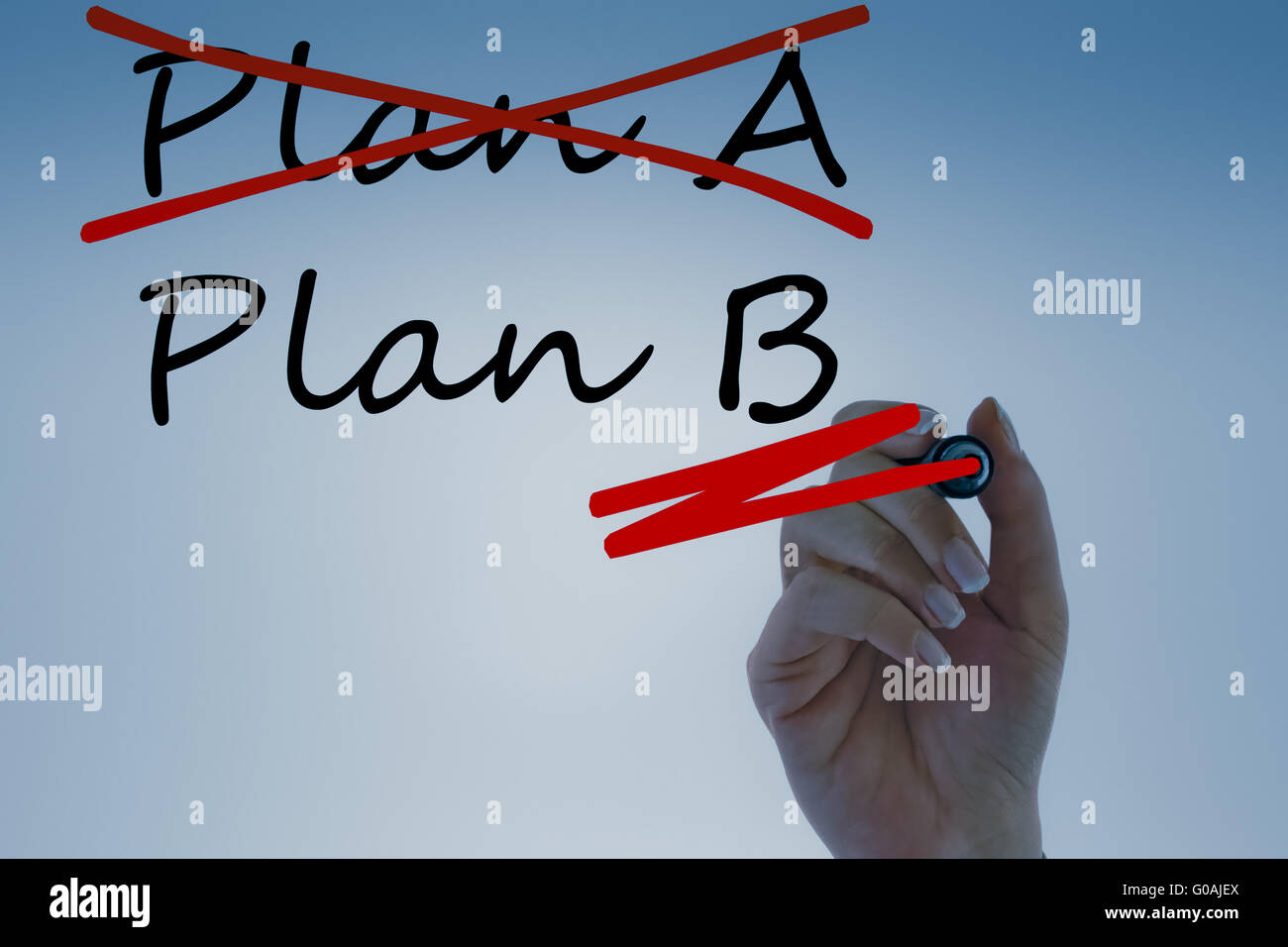 Businesswoman Crossing out Plan A and writing Plan B Stock Photo - Alamy Businesswoman Crossing out Plan A and writing Plan B Stock Photo - Alamy