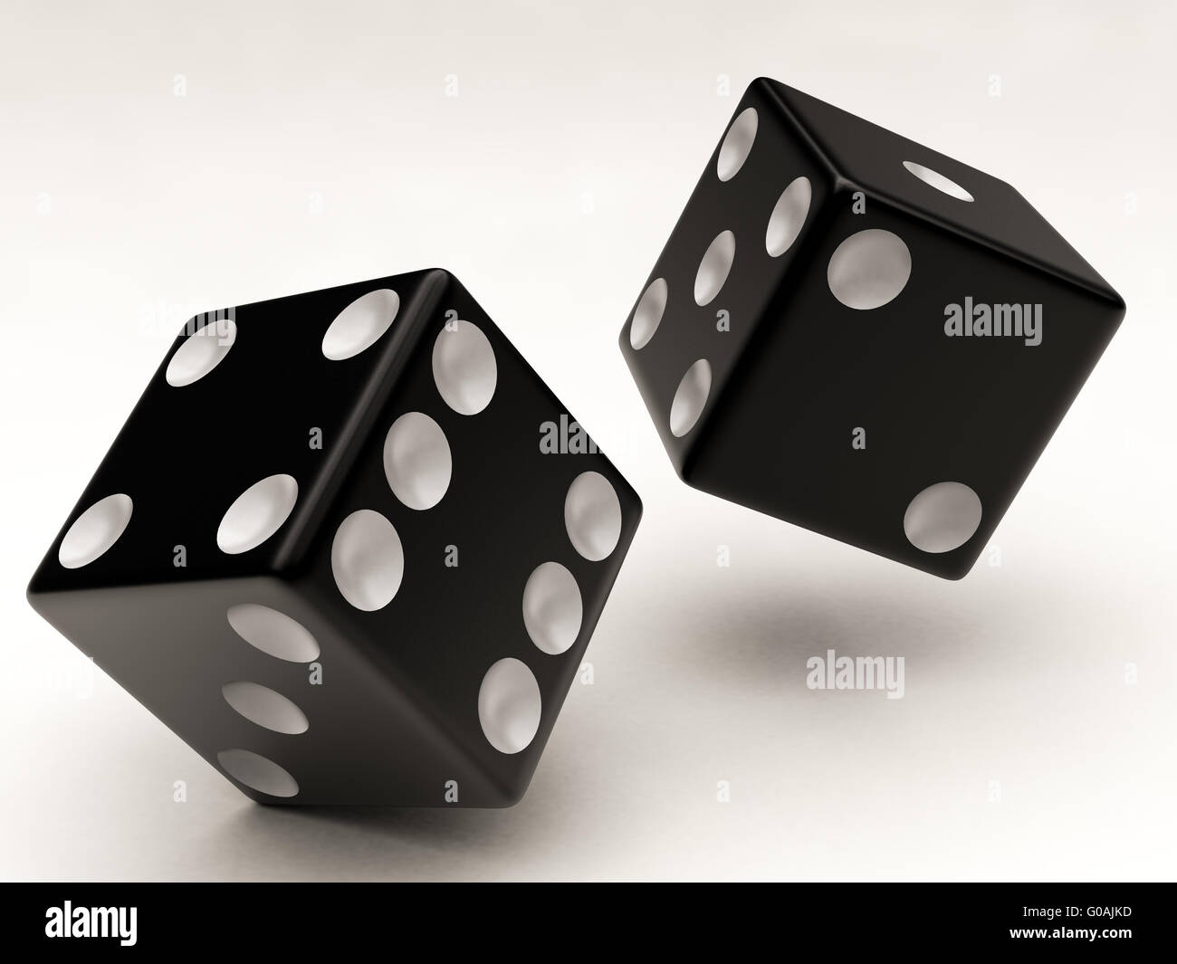 two black dices falling Stock Photo - Alamy