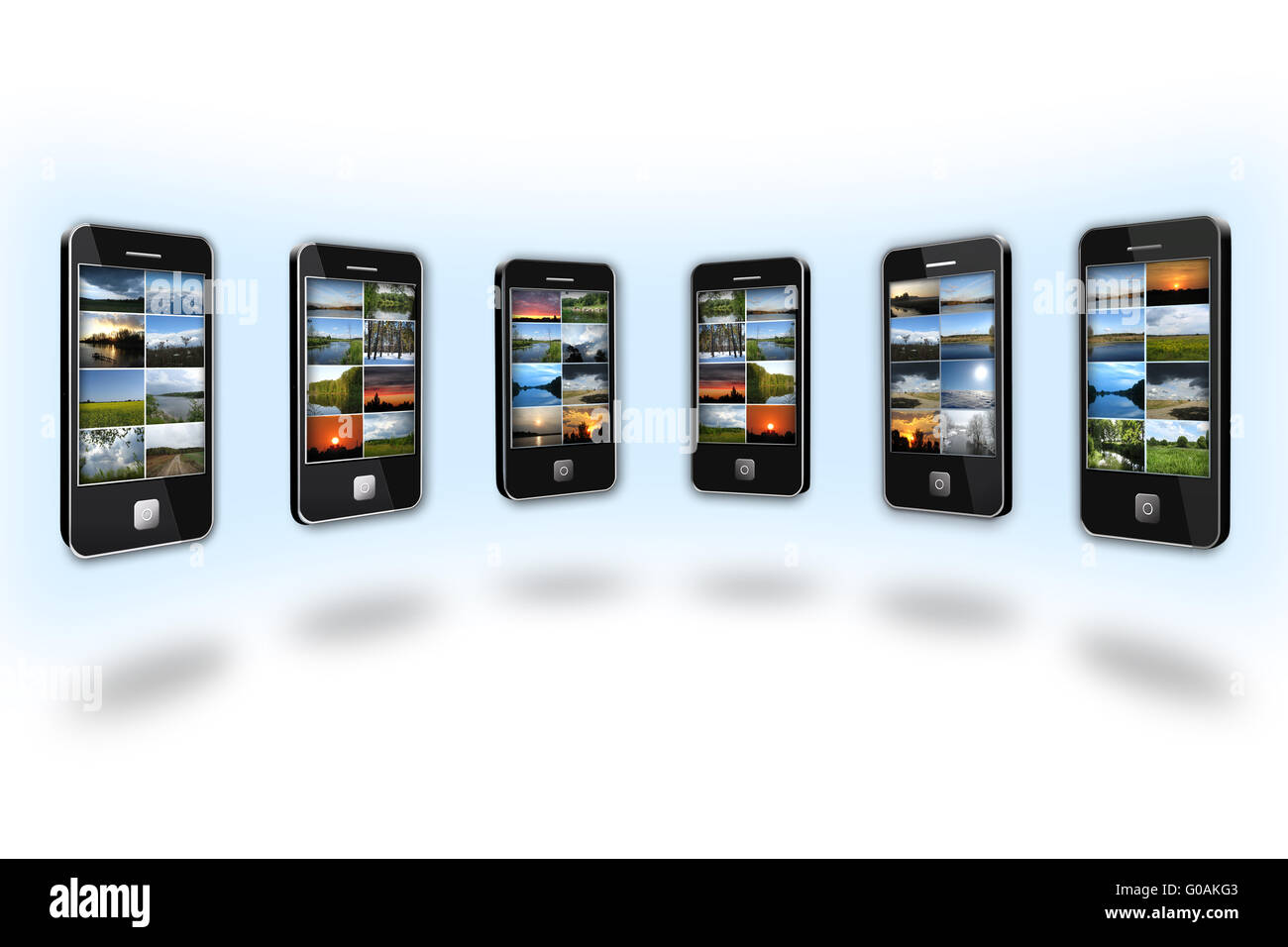 modern mobile phones with different colored images Stock Photo - Alamy