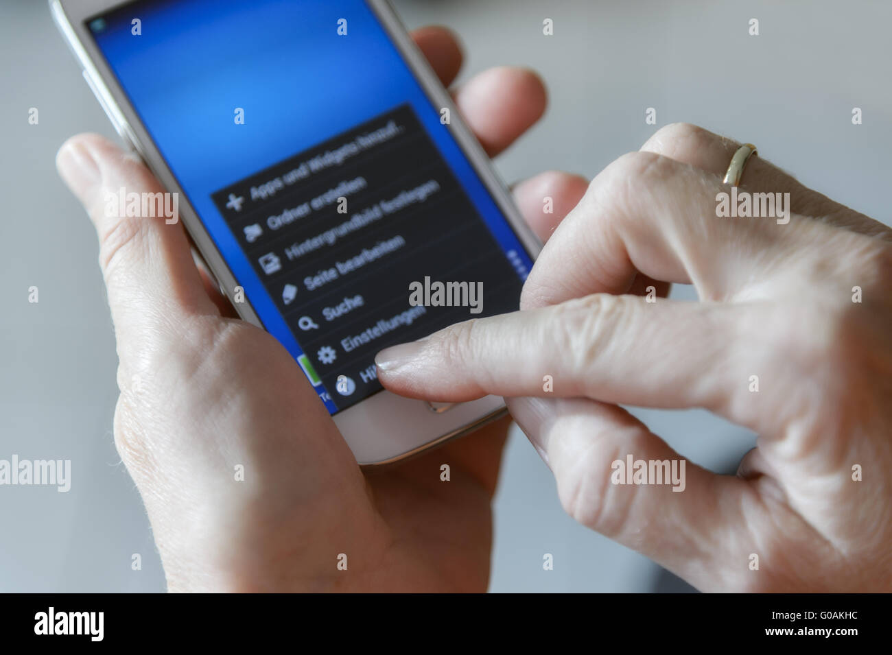 Use Smartphone Help menu Stock Photo - Alamy