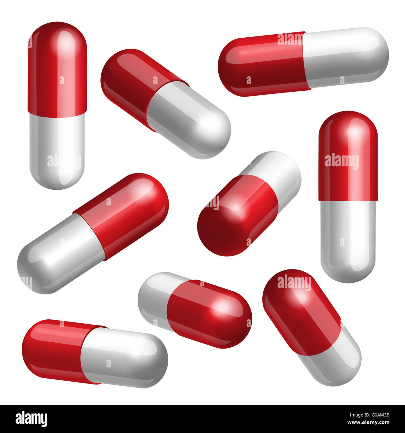 Set of medical capsules in different positions Stock Photo - Alamy