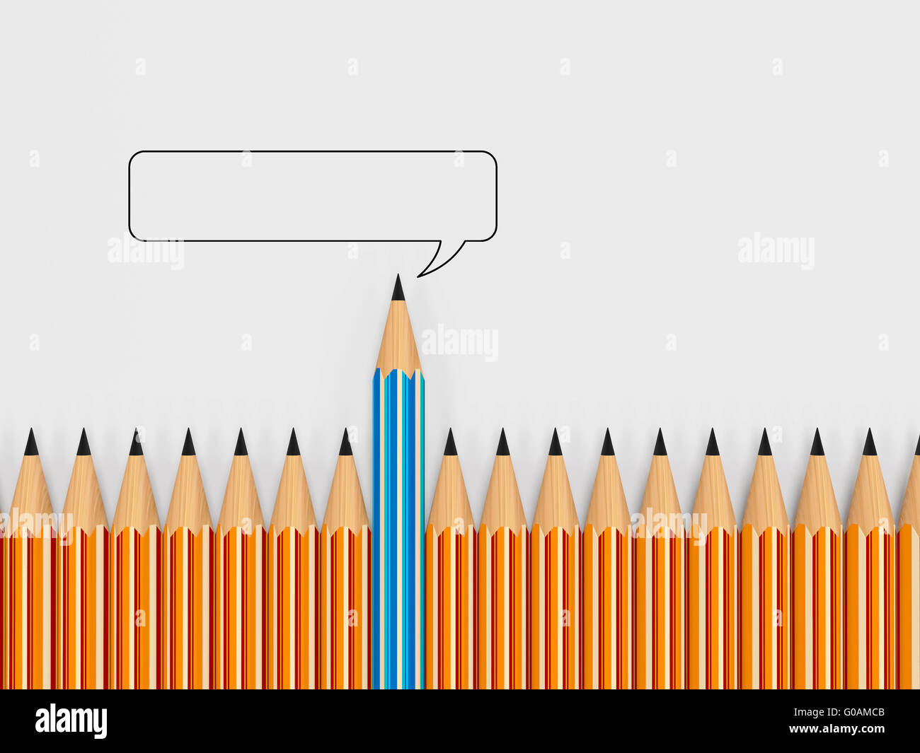 brightly colored pencils and Speech. concept of communication through ...