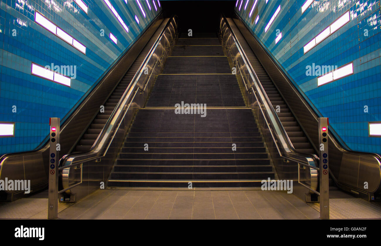 down stairs at Subway Stock Photo - Alamy