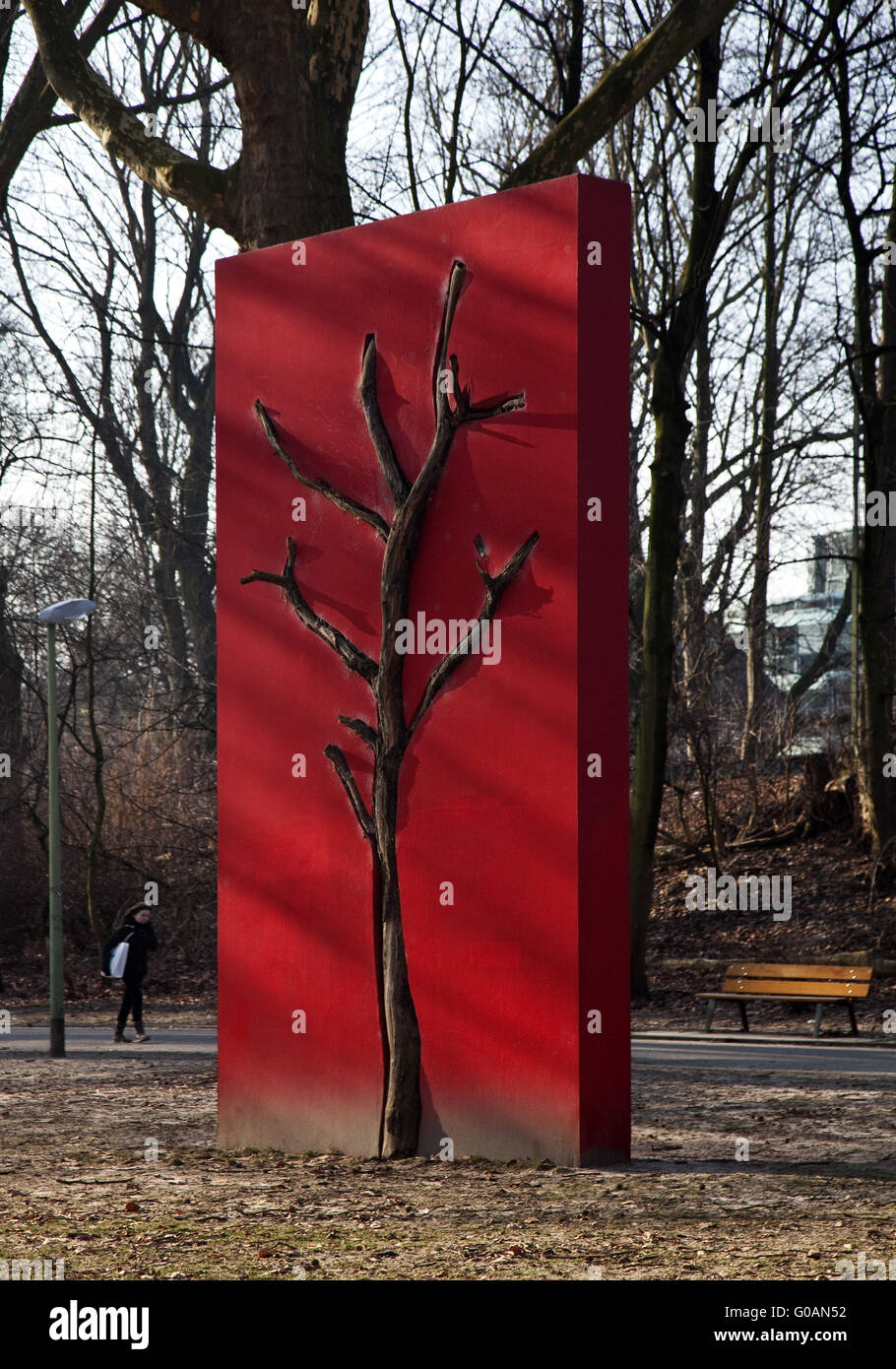 Artwork dead tree in concrete wall, Essen, Germany Stock Photo - Alamy