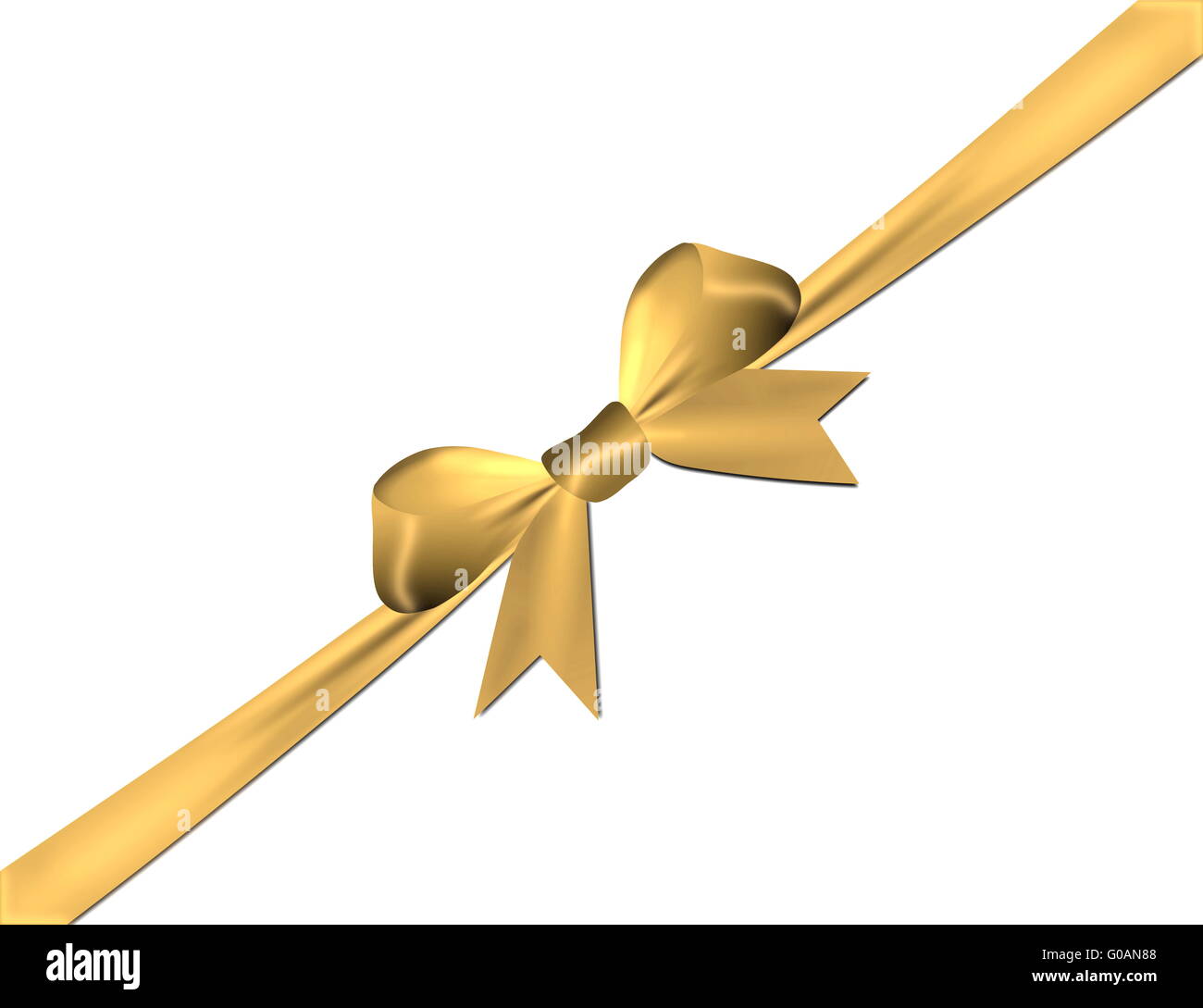 Satin golden bow with golden overlays isolated on a white background ...