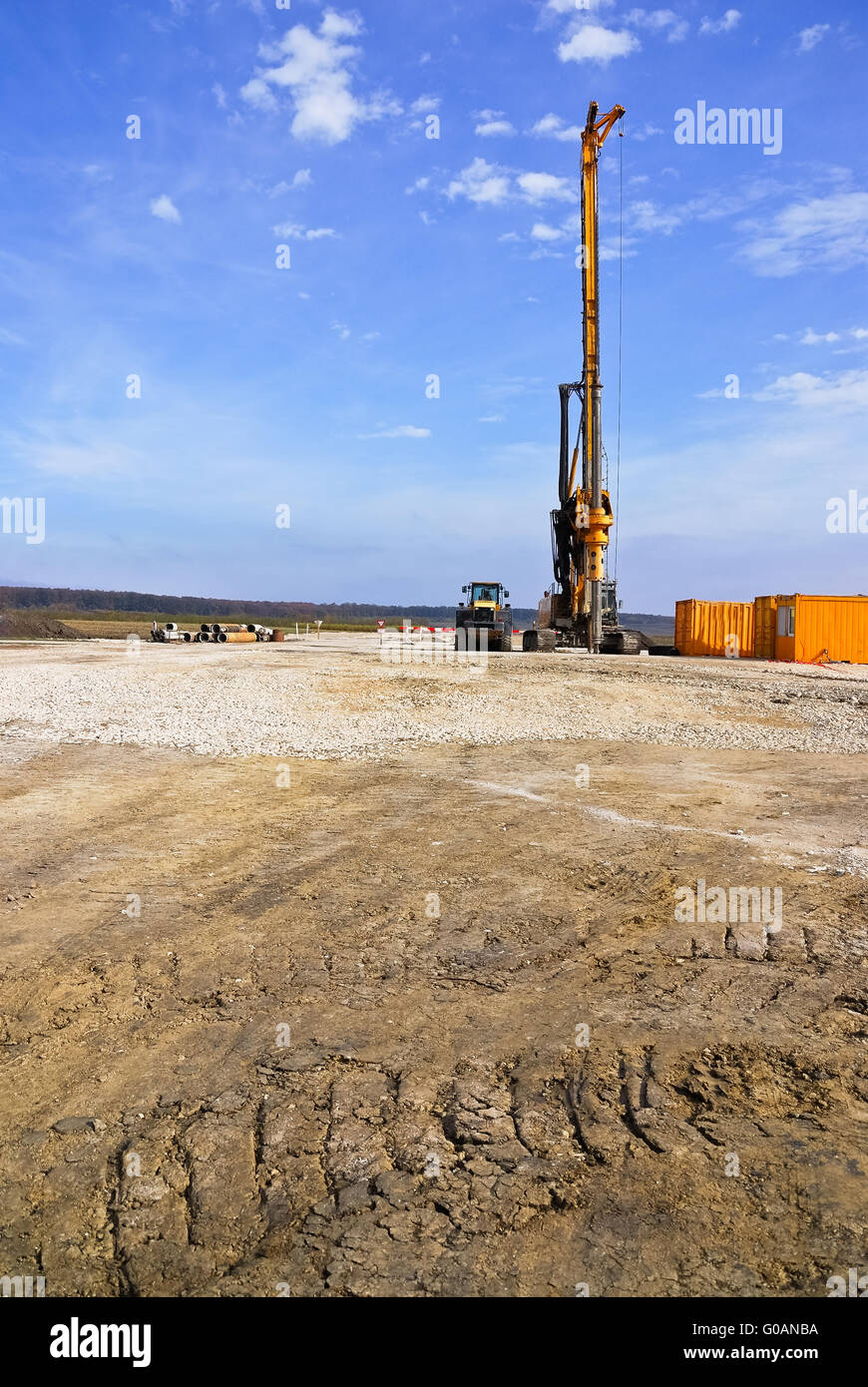 Drilling machine for foundation construction site Stock Photo - Alamy