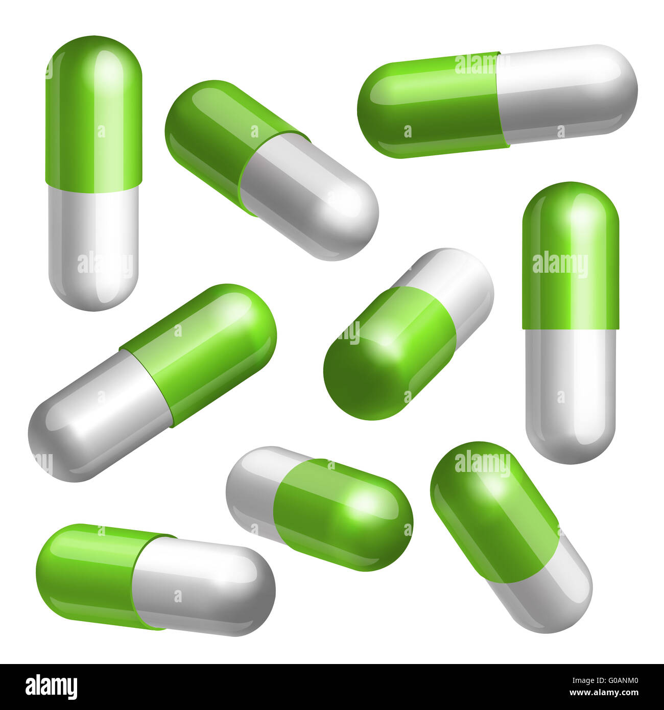 Set of medical capsules in different positions Stock Photo - Alamy