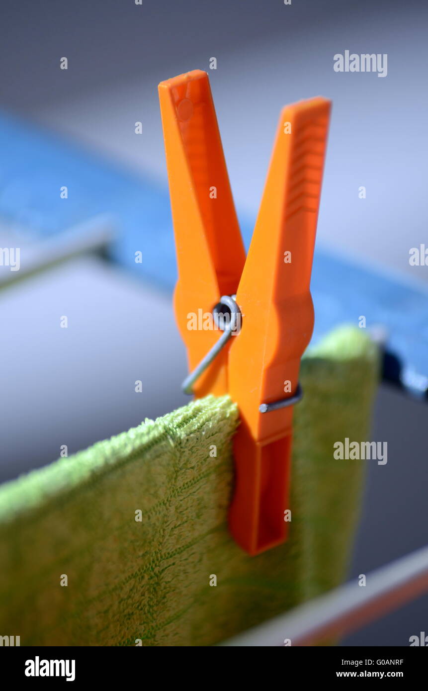 clothespin on drying rack Stock Photo - Alamy