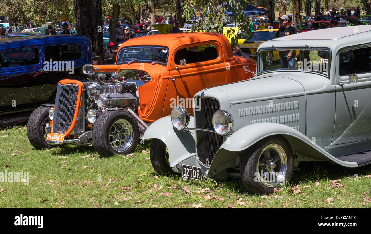 Australian Hot Rods on display in the open air at Perry Lakes in Perth ...