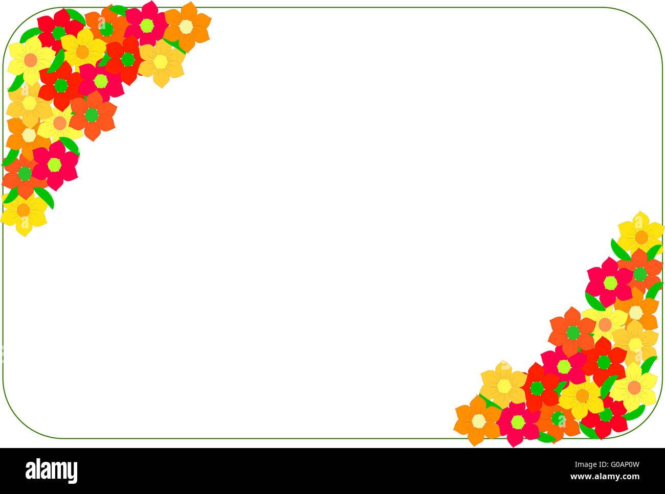 Corner frame made of red and yellow flowers. Border made of flowers ...
