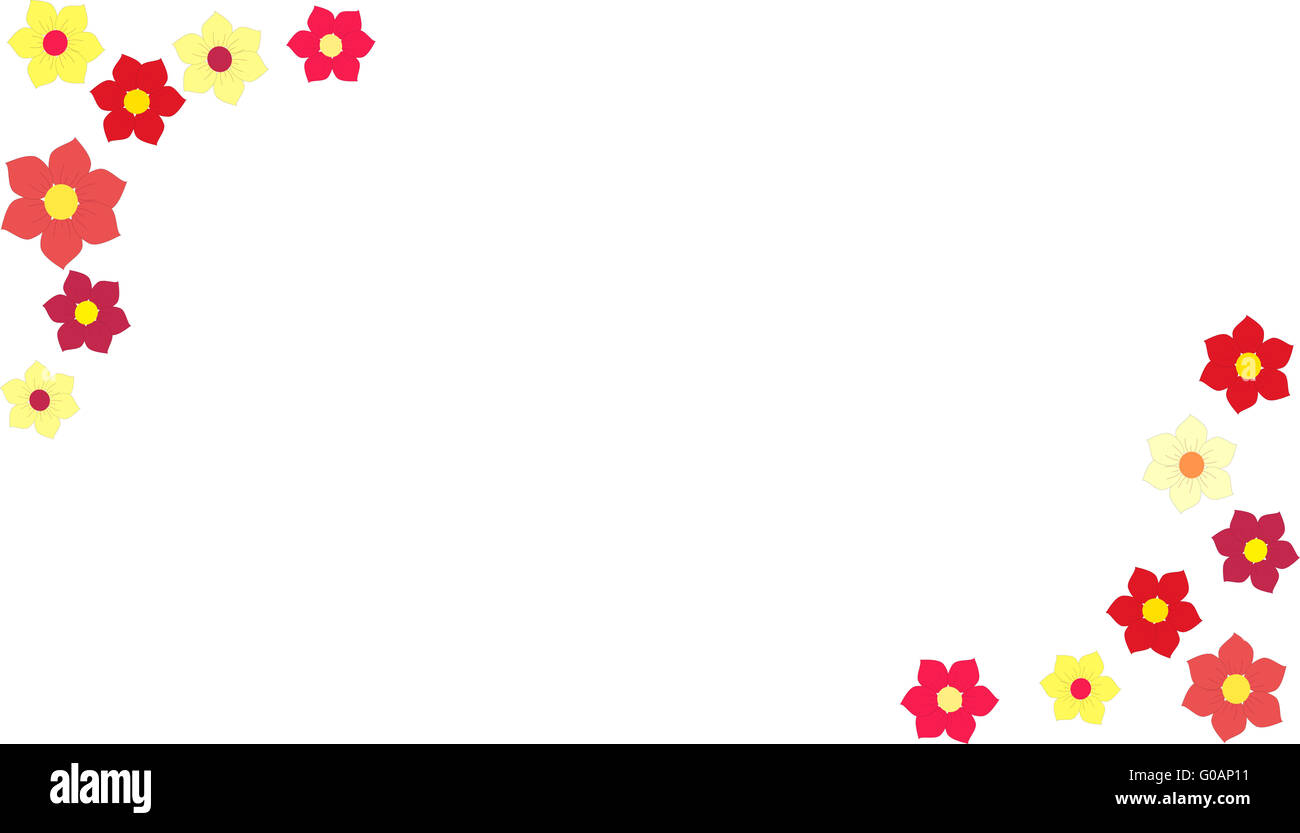 Corner frame made of red and yellow flowers. Border made of flowers ...