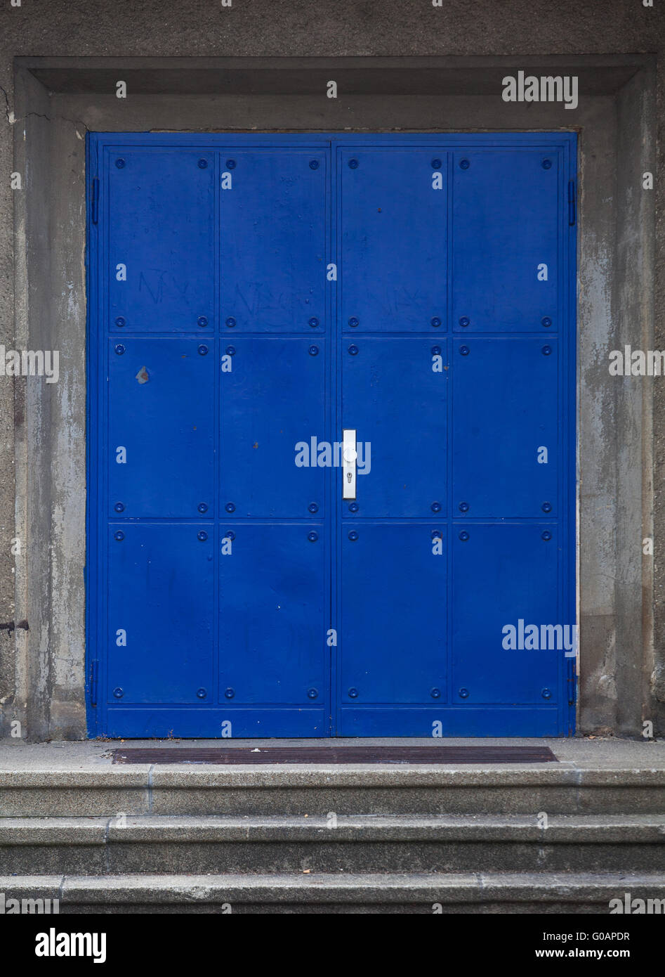 metal blue door Stock Photo - Alamy