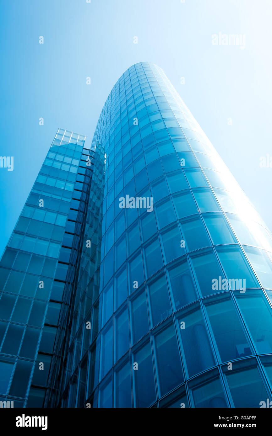 Abstract building. blue glass wall of skyscraper Stock Photo - Alamy