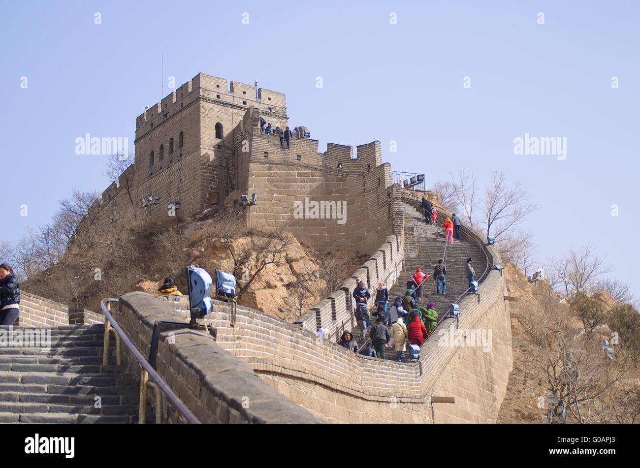 People Climbing The Steps Of The Great Wall Of Chi Stock Photo - Alamy
