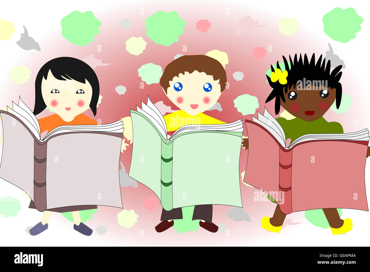 Children different races reading book hi-res stock photography and ...