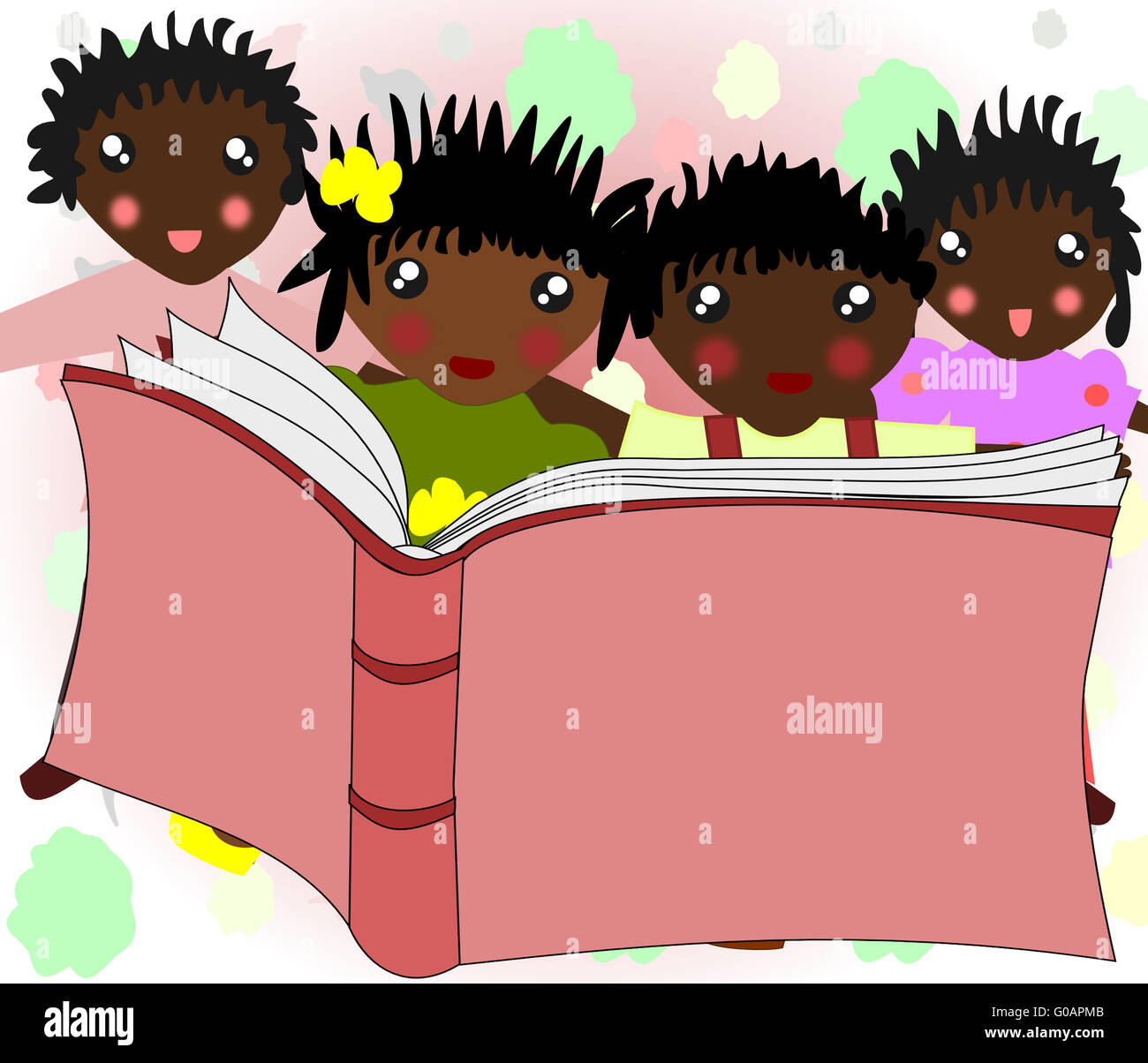 African children are reading a book together Stock Photo - Alamy