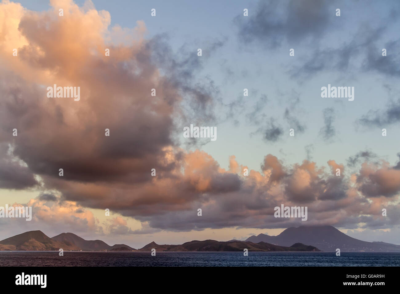 Cloud Formation Over Island Of Nevis West Indies Stock Photo - Alamy