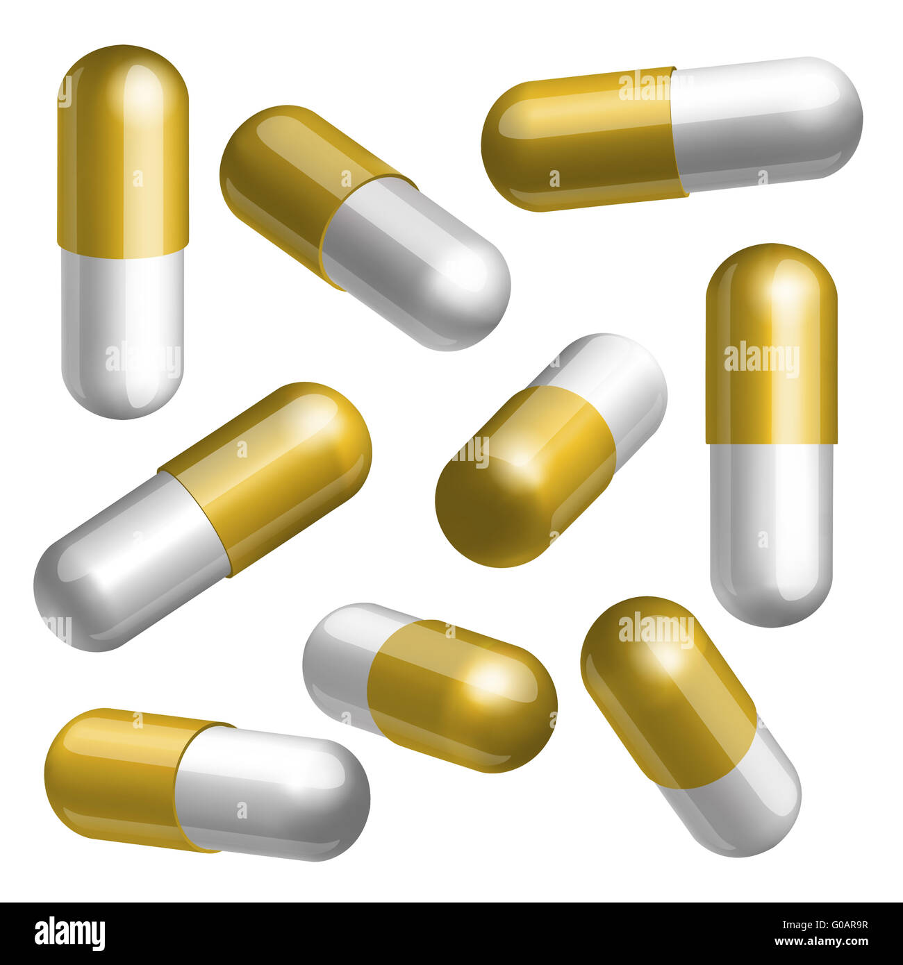 Set of medical capsules in different positions Stock Photo - Alamy