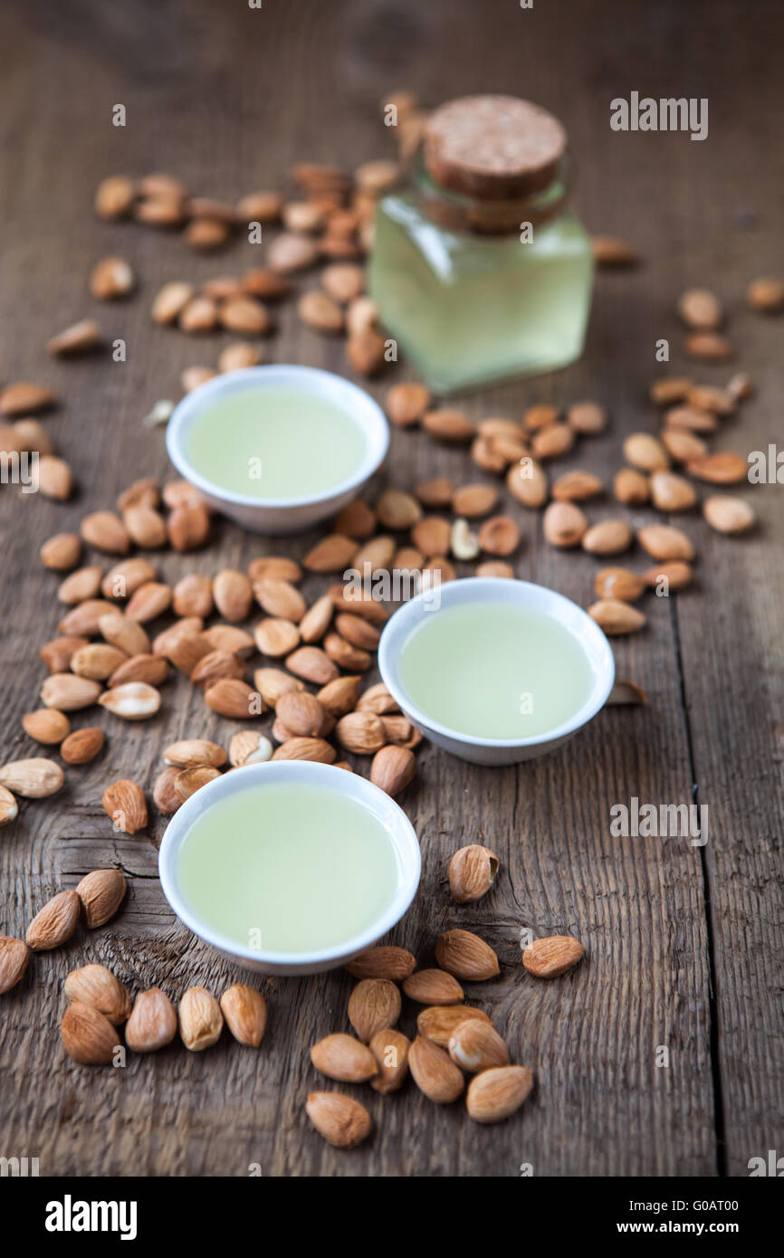 apricot kernel and oil Stock Photo - Alamy