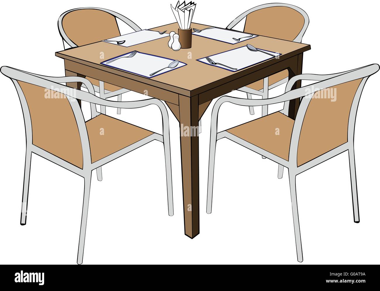 Restaurant Dinner table with chair vector illustration Stock Vector ...
