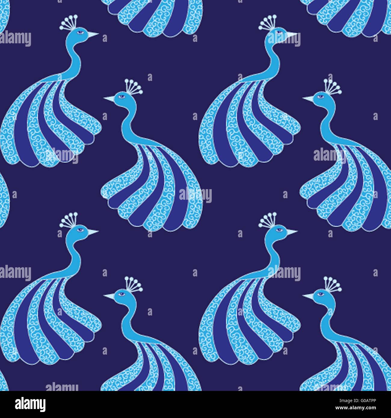 Seamless pattern of beautiful magic peacocks Stock Photo - Alamy