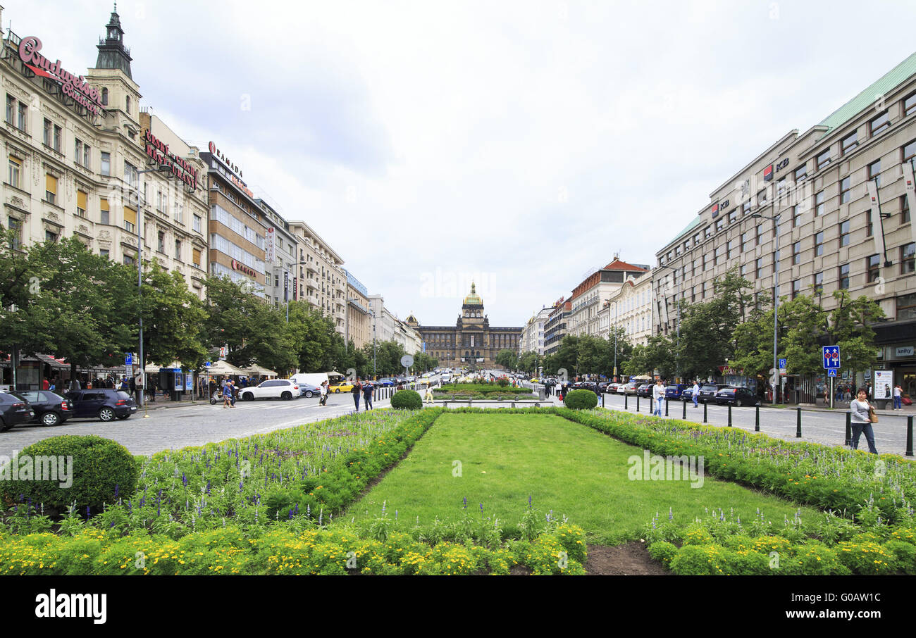 Wenceslas Square in historic centre of Prague Stock Photo - Alamy