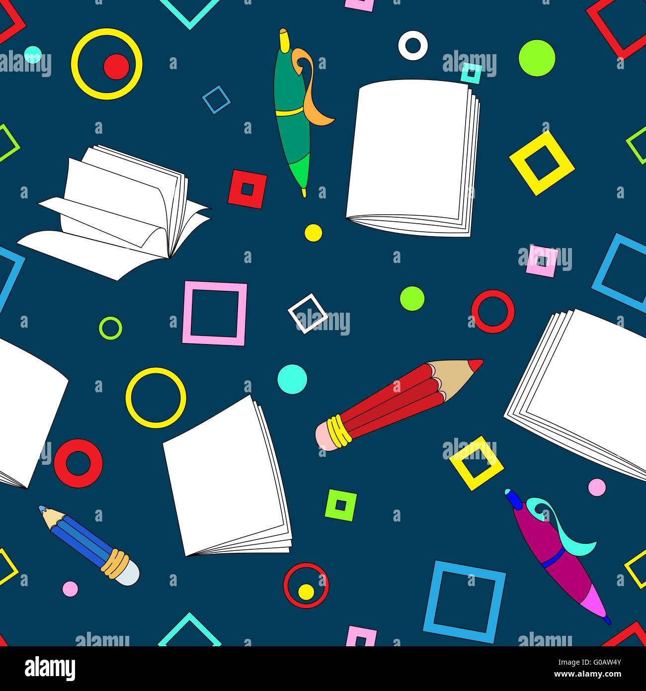 School notes seamless pattern on dark blue background Stock Photo - Alamy