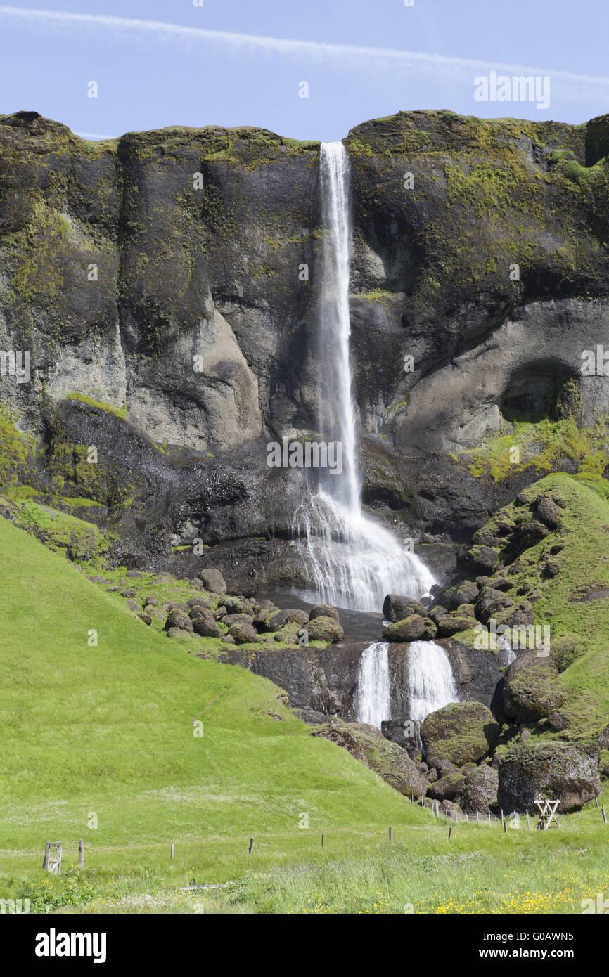 Waterfall next to the ring road, Iceland Stock Photo - Alamy