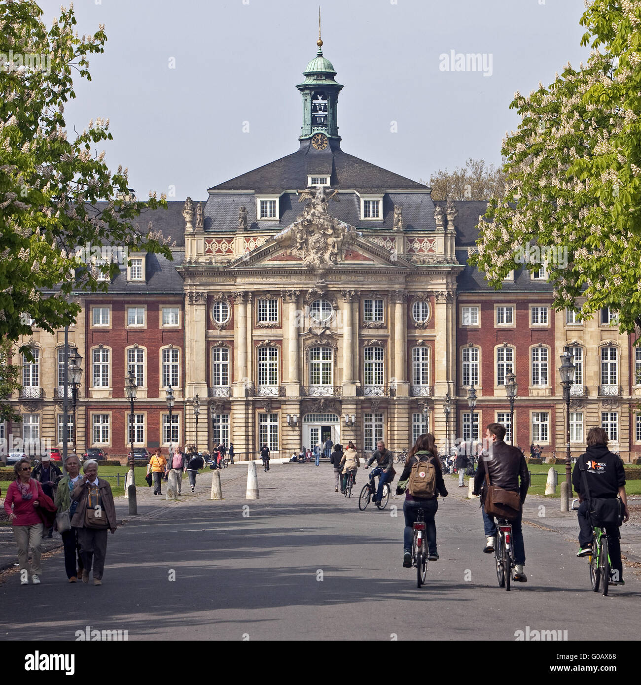 People in front of the castle, Muenster, Germany Stock Photo - Alamy