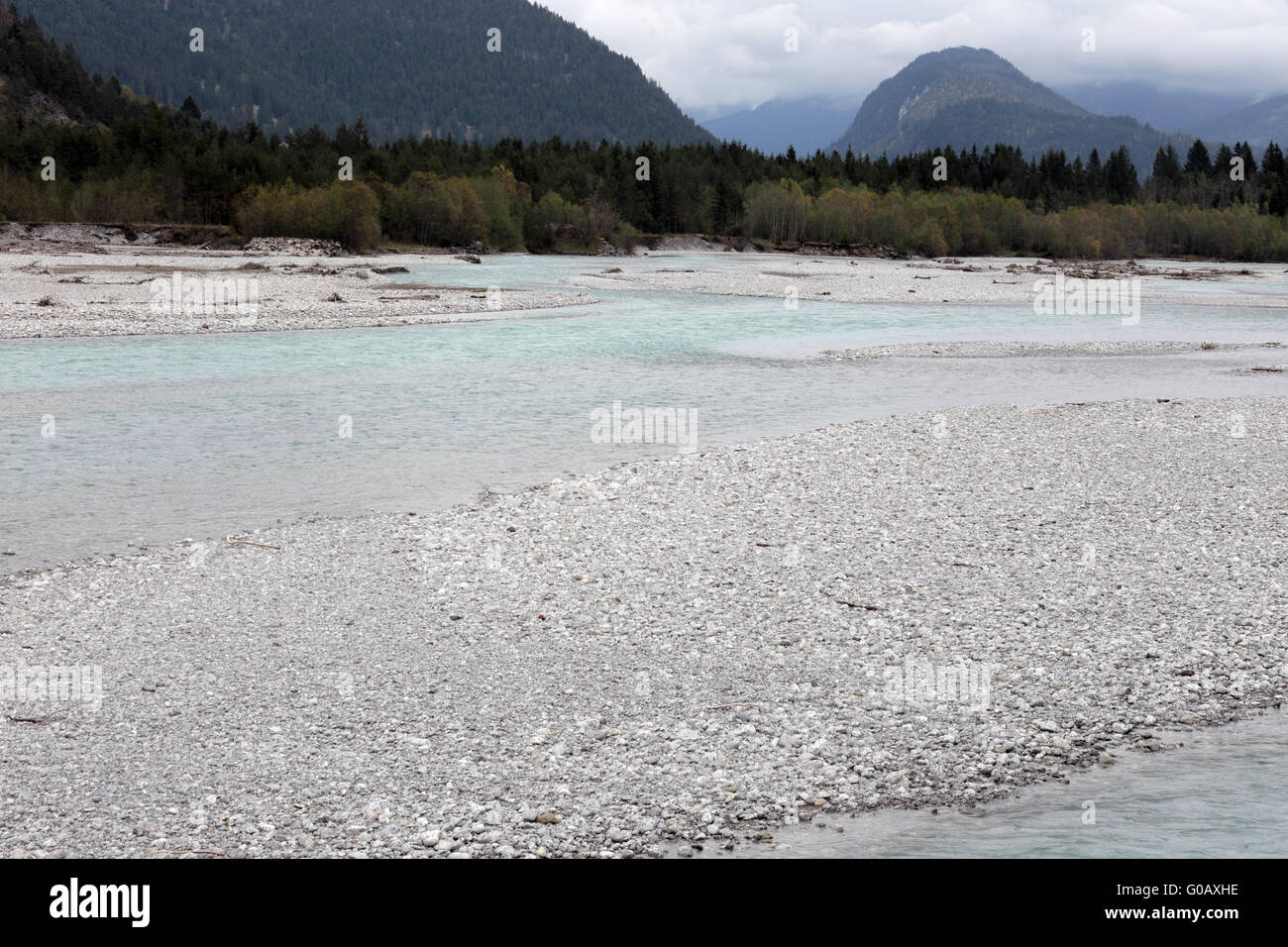 Wild river landscape of the Tyrolean Lech, Austria Stock Photo - Alamy