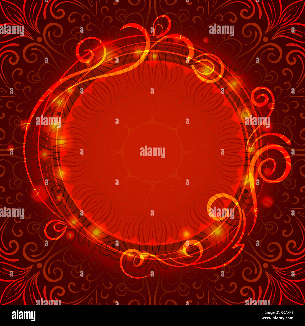 Abstract red mystic lace background with swirl pattern and frame for ...