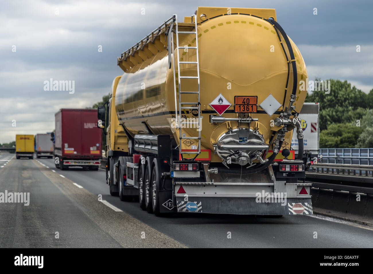 Special vehicle for fluid transportation on the hi Stock Photo - Alamy