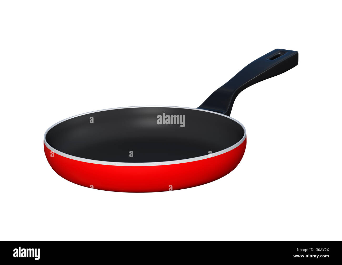 3D rendering of a red frying pan isolated on white background Stock ...