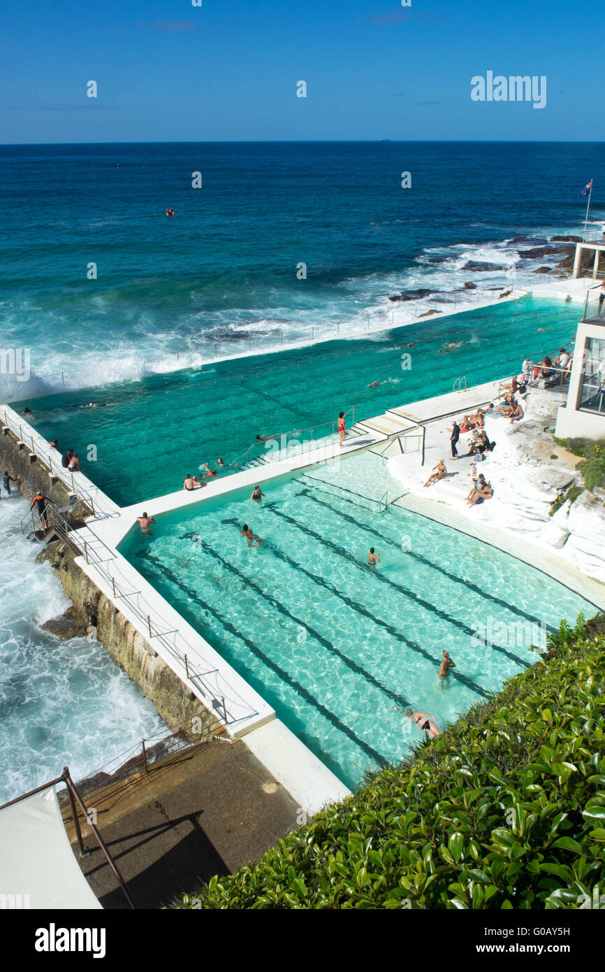 People swimming in the Bondi Icebergs Club's swimming pool at Bondi ...