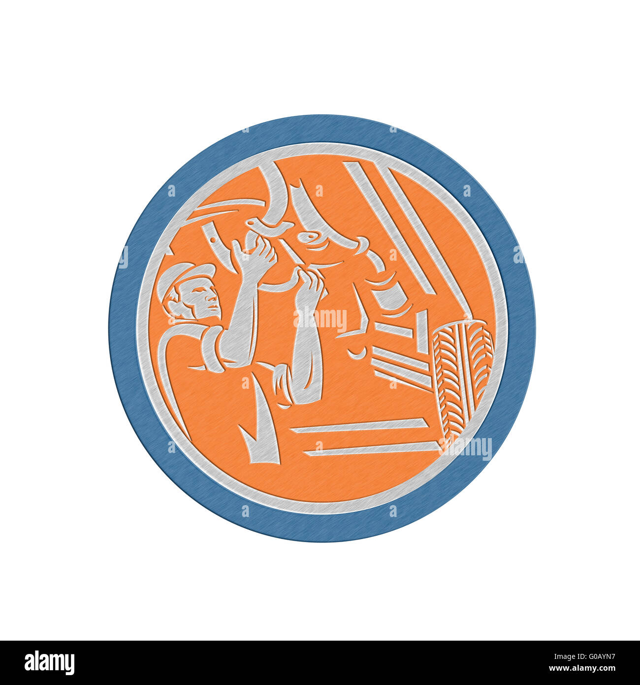 Metallic Auto Mechanic Automobile Car Repair Circle Retro Stock Photo ...