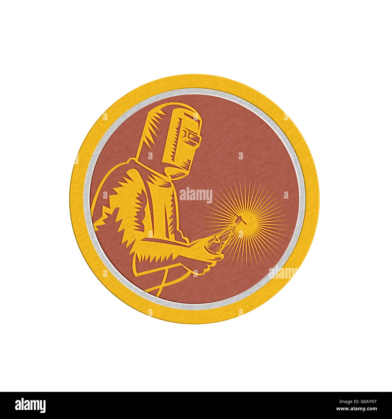 Metallic Welder Holding Welding Torch Shield Retro Stock Photo - Alamy