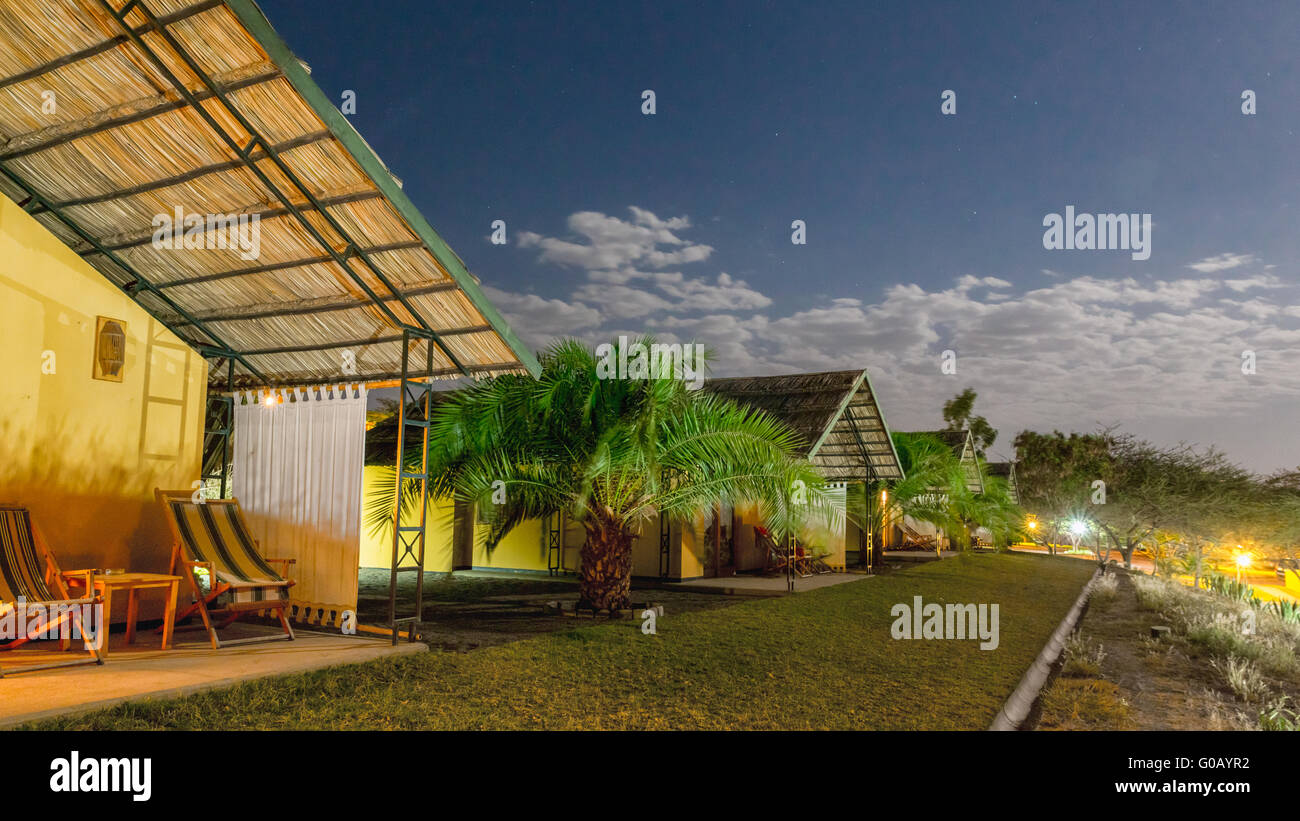 Evening at a beautiful traditional resort area near Langano lake Stock ...