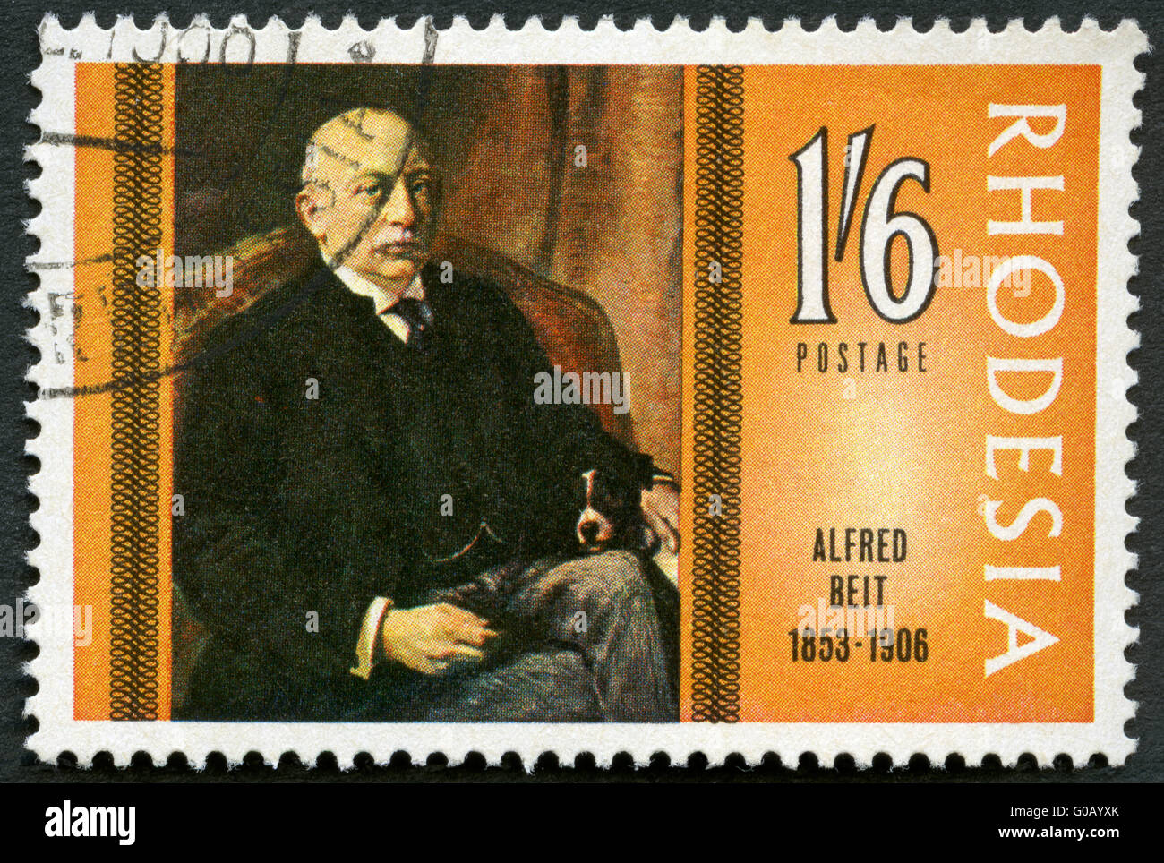 RHODESIA - 1968: shows Alfred Beit (1853-1906), philanthropist and ...