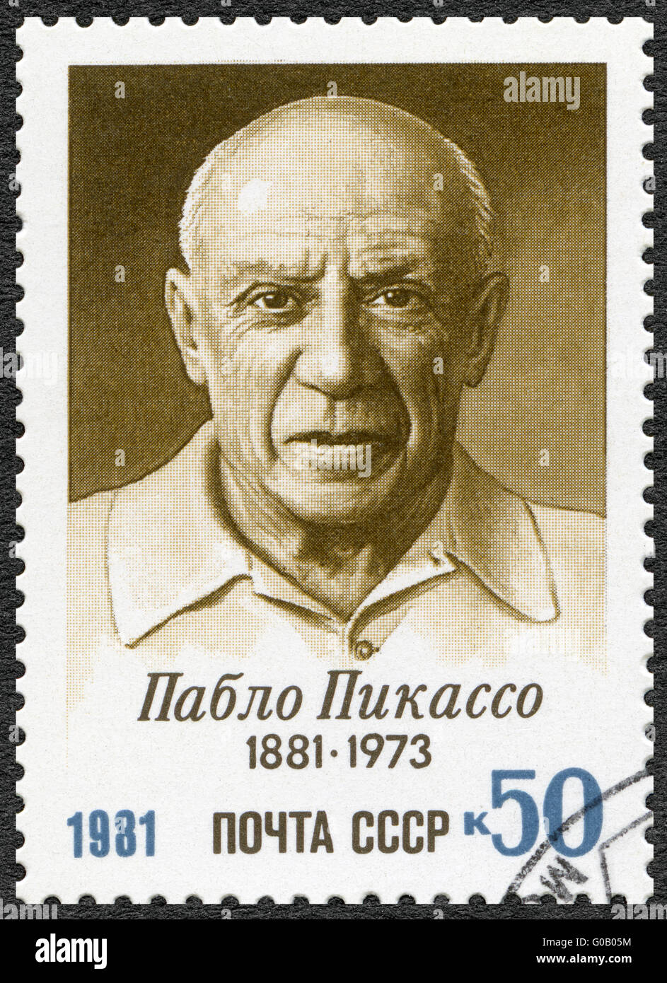 USSR - 1981: shows Birth Centenary of Pablo Picasso (1881-1973), artist ...