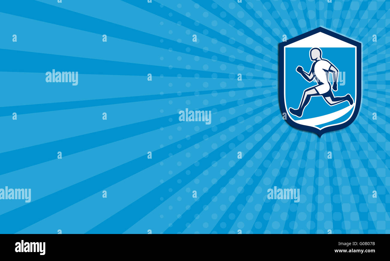 Business card Sprinter Runner Running Shield Retro Stock Photo - Alamy