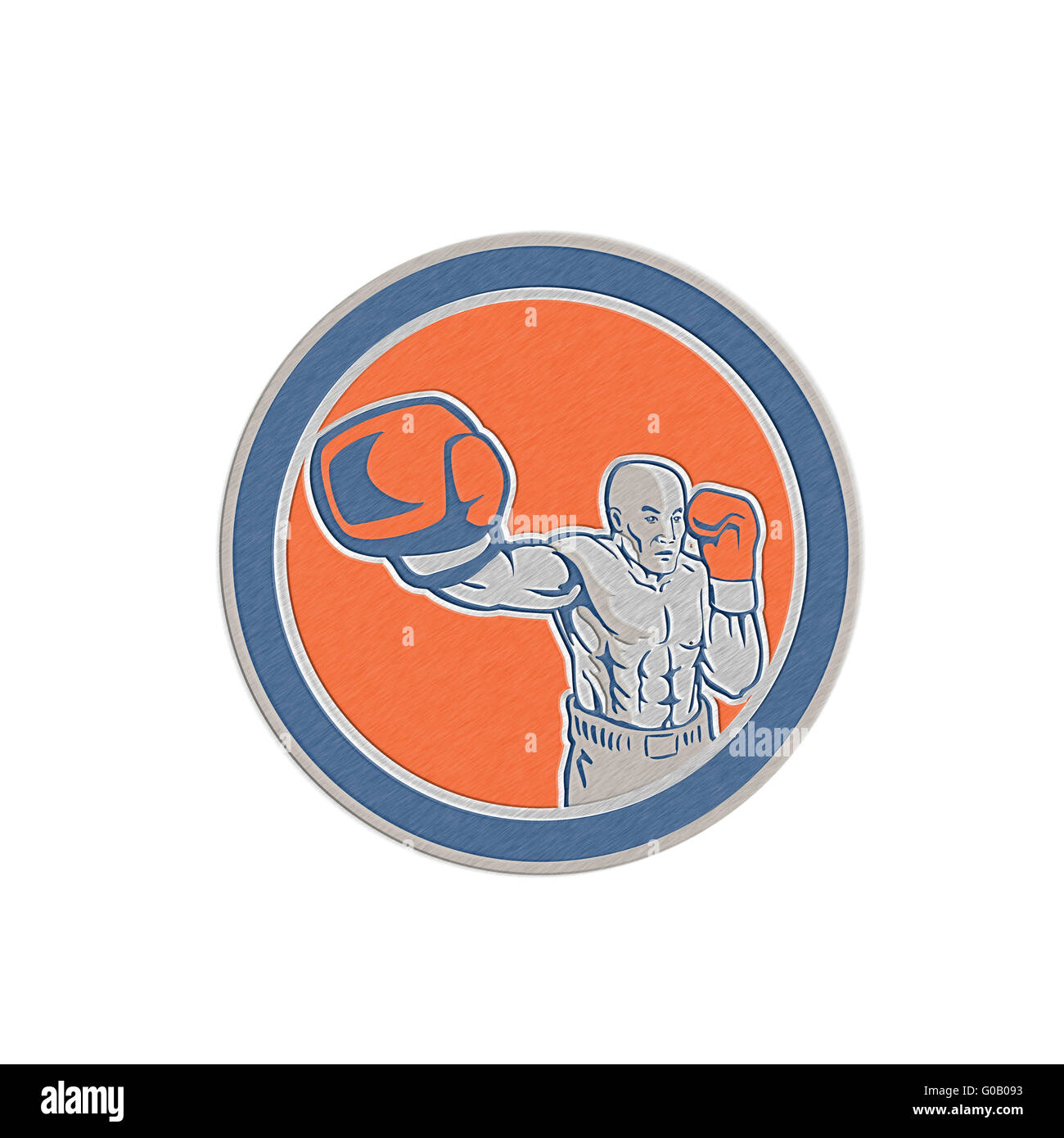 Metallic Boxer Boxing Punching Jabbing Circle Retro Stock Photo - Alamy