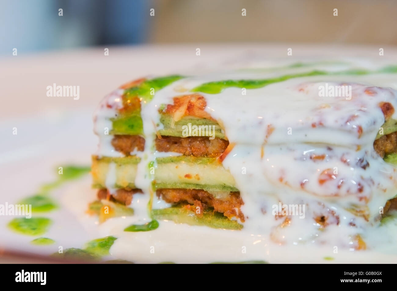 traditional italian food lasagna. meal on plate Stock Photo - Alamy