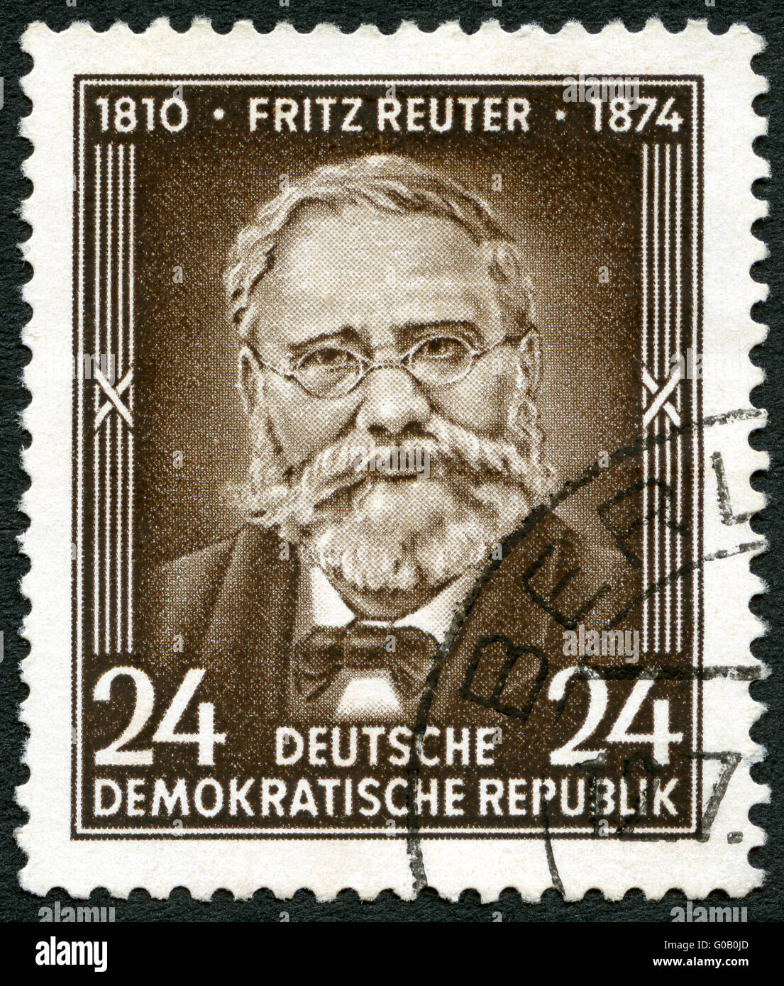 GERMANY - 1954: shows Fritz Reuter (1810-1874), writer, 80th ...