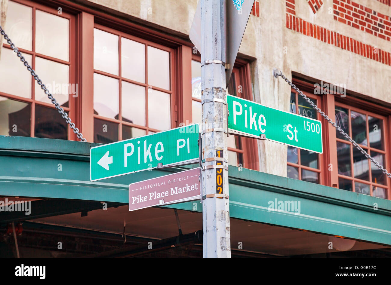 Pike place sign at the famous Public market in Seattle Stock Photo - Alamy