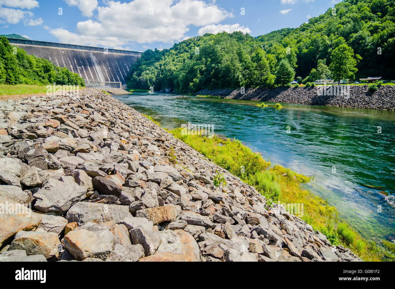 views of man made dam at lake fontana great smoky mountains nc Stock ...