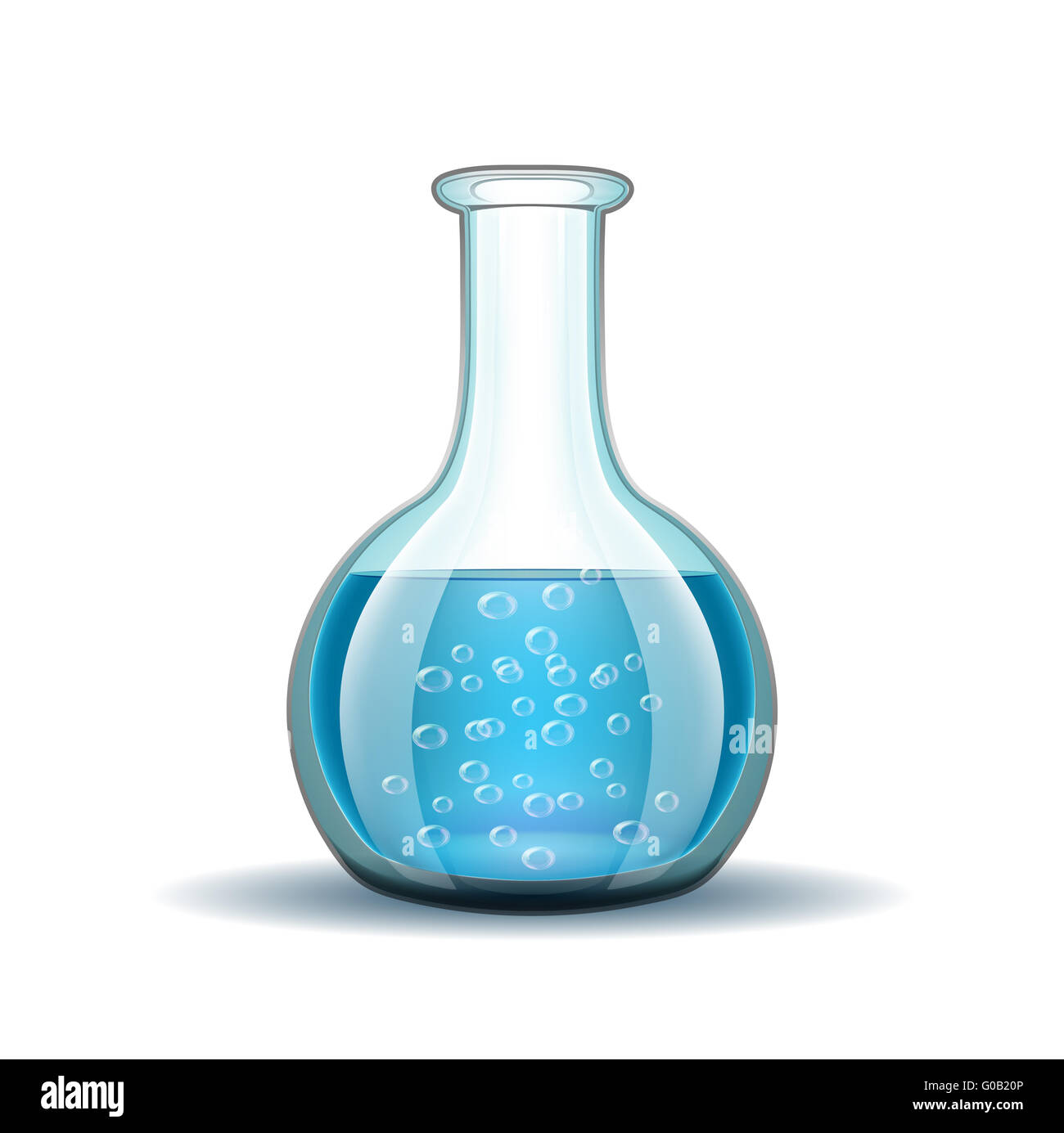 Chemical laboratory transparent flask with blue liquid Stock Photo - Alamy
