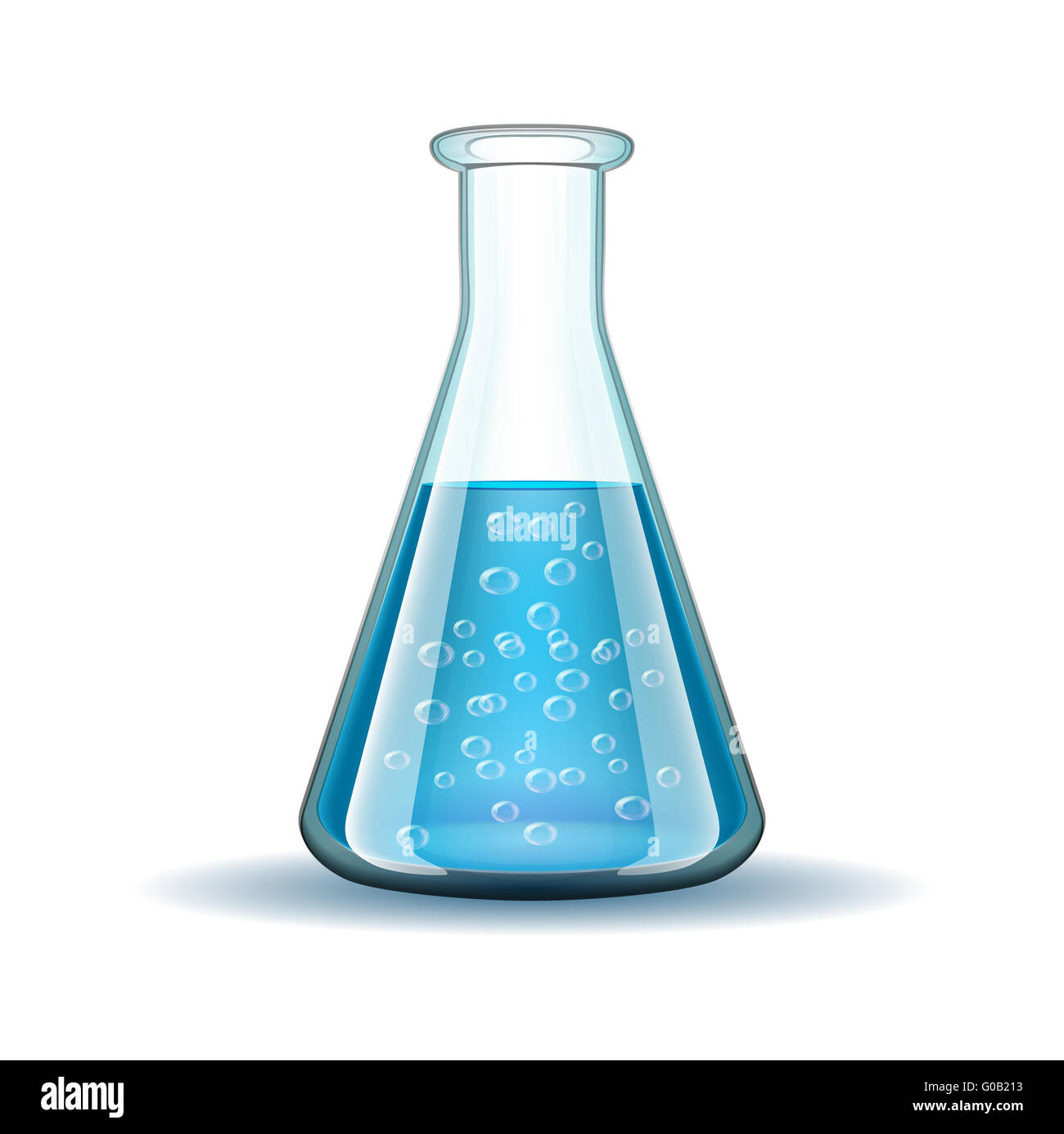 Chemical laboratory transparent flask with blue liquid Stock Photo - Alamy